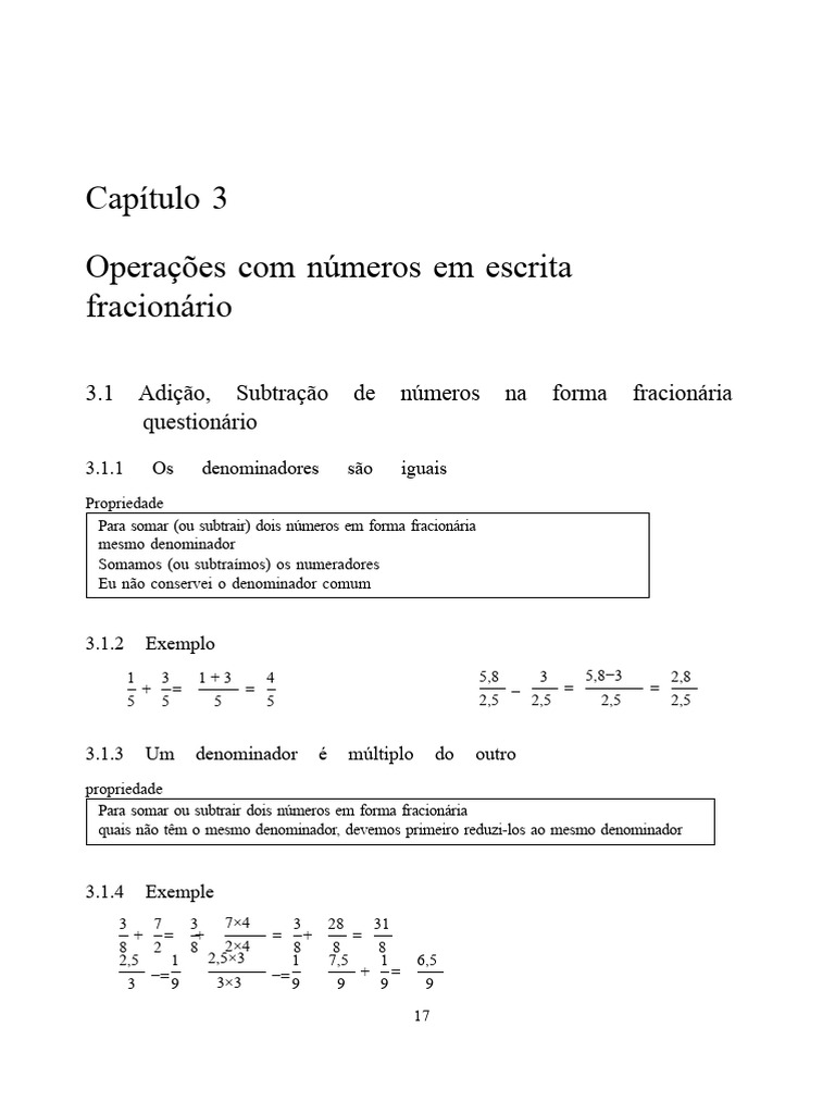 Operações com Frações Curso e Exercícios Ma (1) | PDF | Números ...