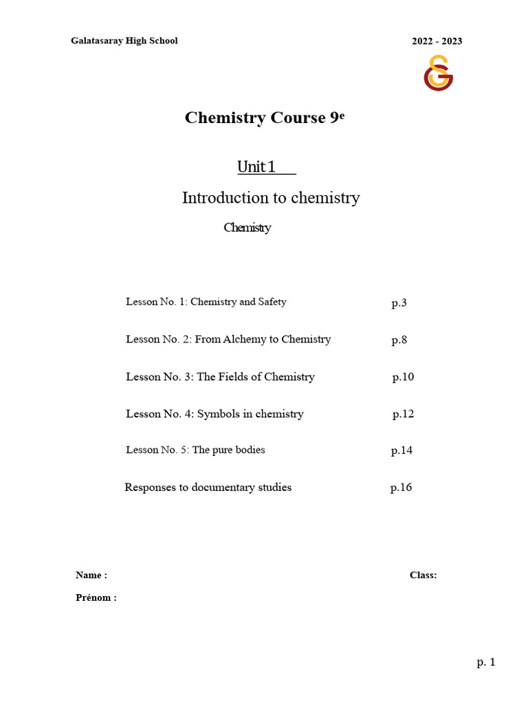 Unit 1 - Chemistry 9th Grade PDF | PDF | Alchemy | Molecules