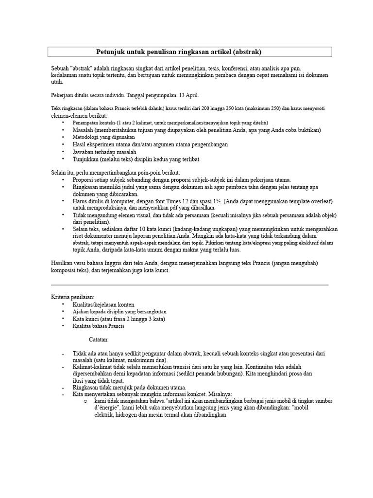 Abstrak Petunjuk Dan Contoh | PDF