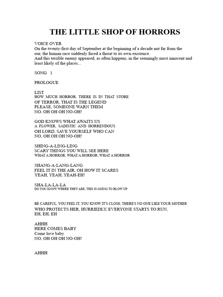 Script For The Little Shop of Horrors | PDF
