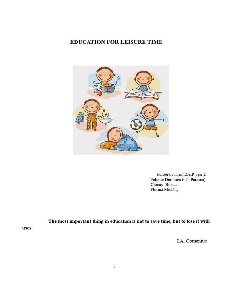 Education for Leisure Time. | PDF | Creativity | Leisure