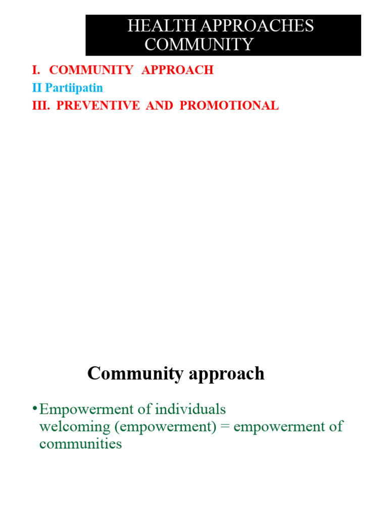 Community Health Approaches | PDF | Health Promotion | Preventive ...