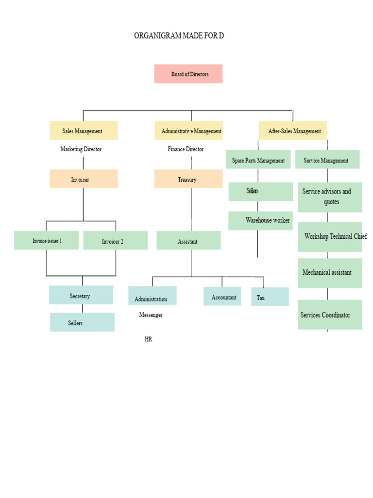 Organizational Chart for D Company | PDF