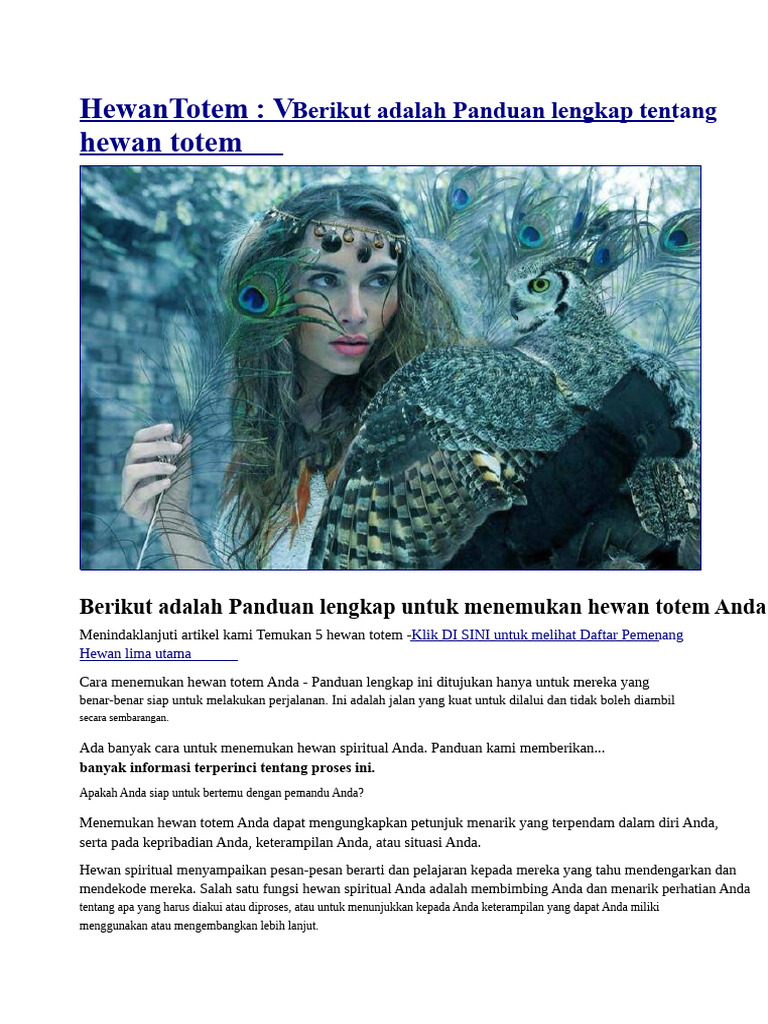 Dossier Lengkap Totem Hewan | PDF