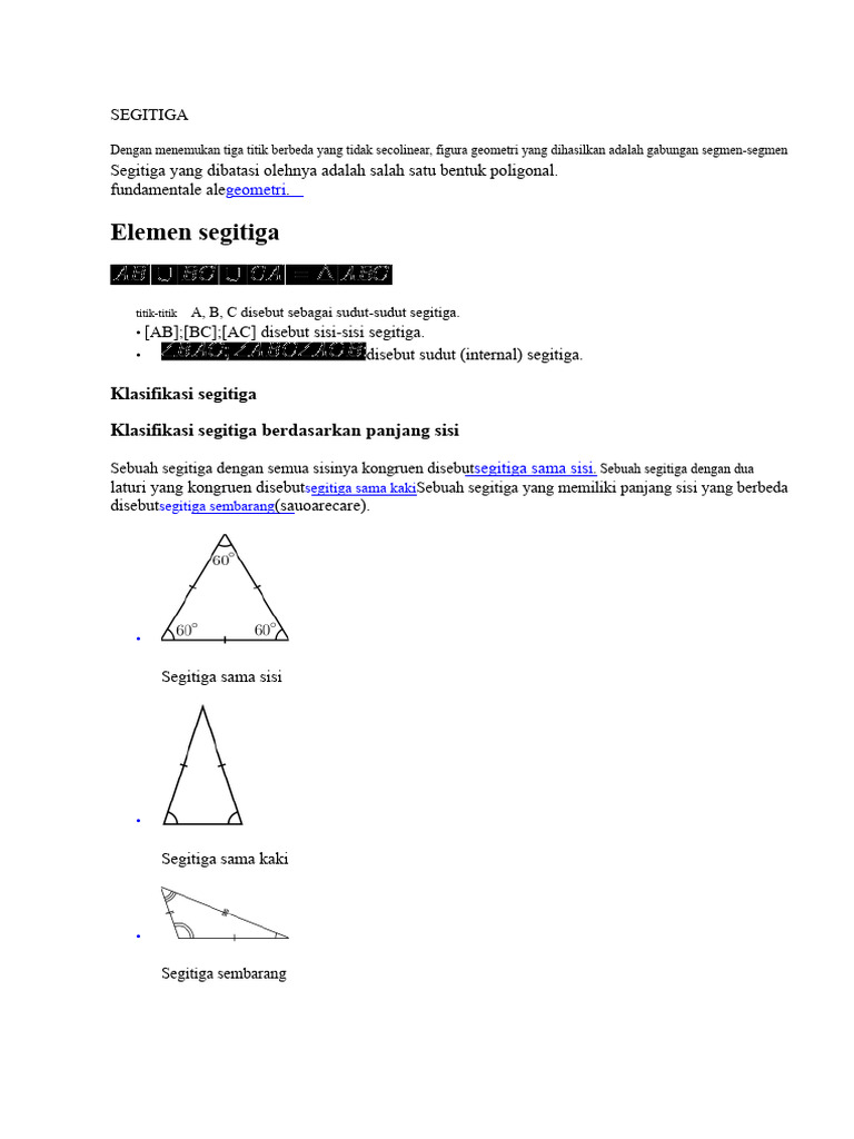 Klasifikasi dan Elemen Segitiga | PDF