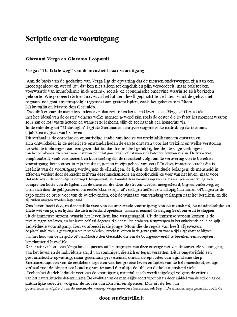 Scriptie Over Vooruitgang | PDF