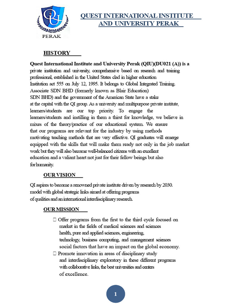 Quest International Institute and University Perak-1-1-1 | PDF | Science