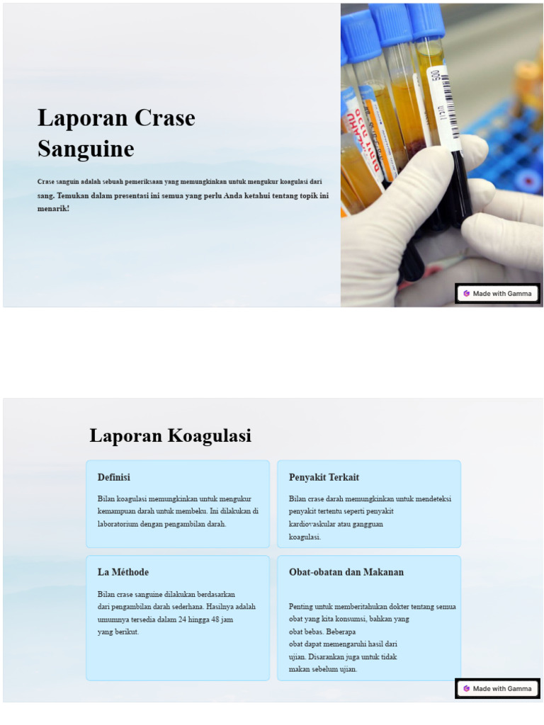 Pemeriksaan Crase Sanguine untuk Koagulasi | PDF