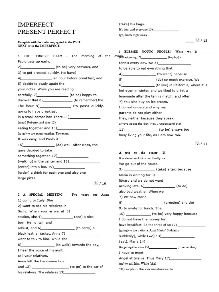 Imperfect Past Perfect 2 PASSAGES | PDF | Cinderella