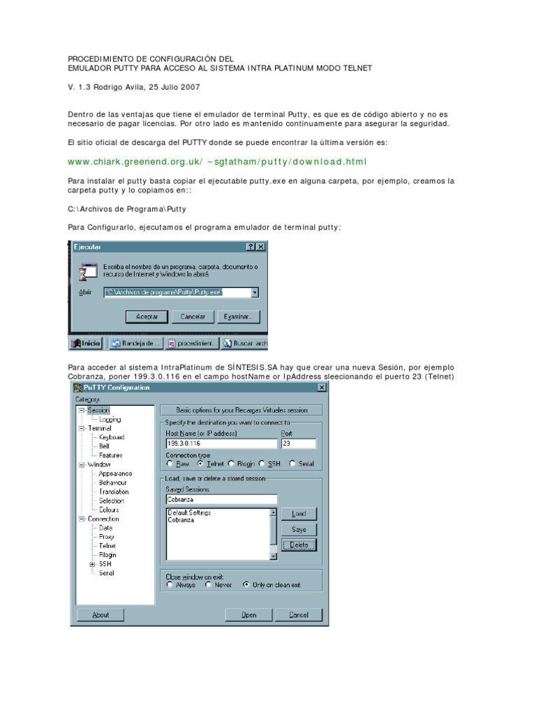 Procedimiento Config Putty v3 | PDF