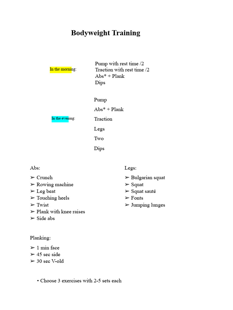 Bodyweight Training | PDF