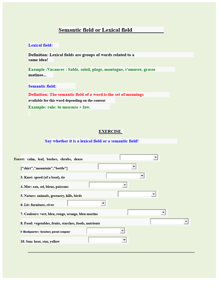 Semantic Field or Lexical Field | PDF
