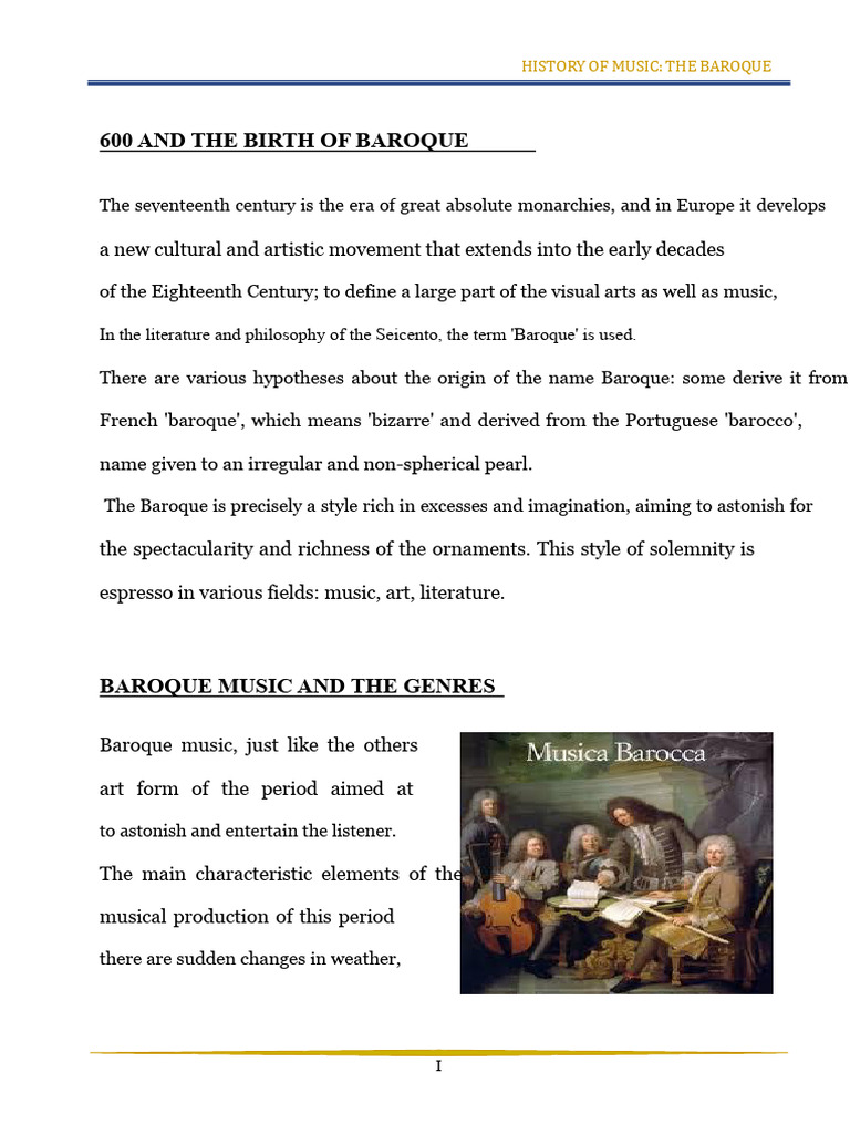 Baroque Music: History and Composers | PDF | Baroque Music | Johann ...