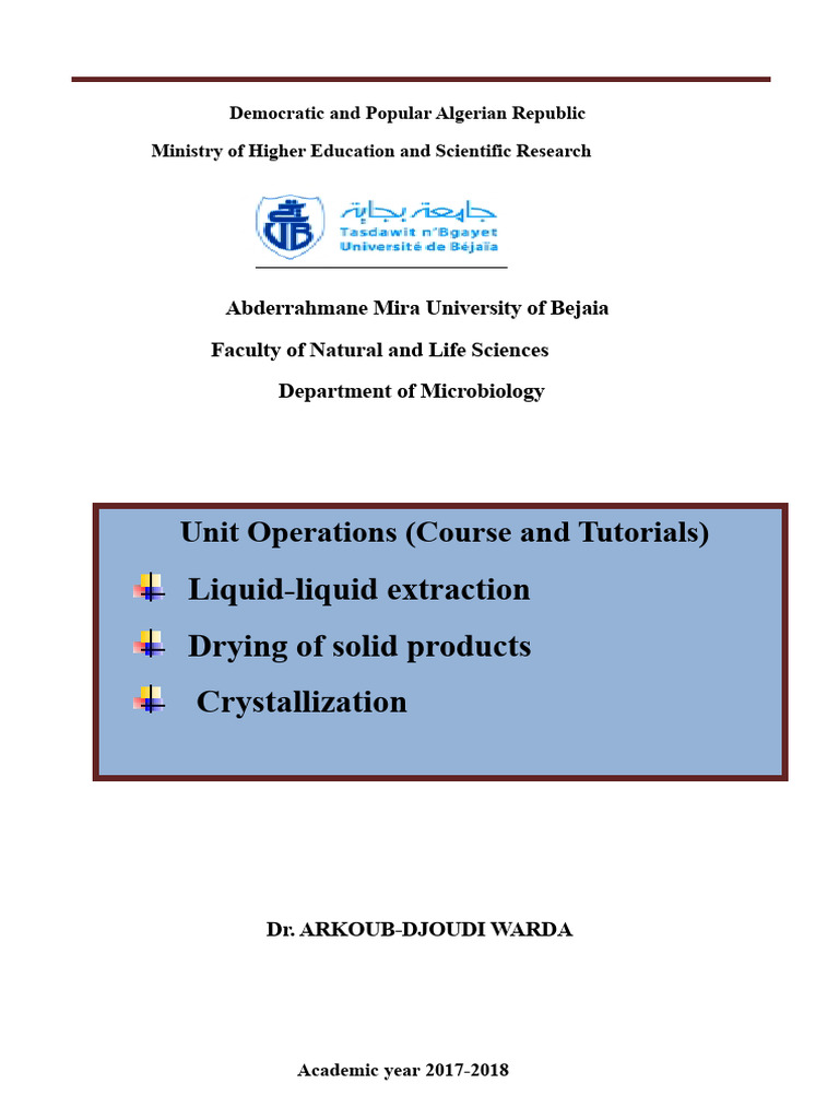 Course_DJOUDI-Warda_Unit Operations-Course-and-TD (1).pdf | PDF | Phase ...