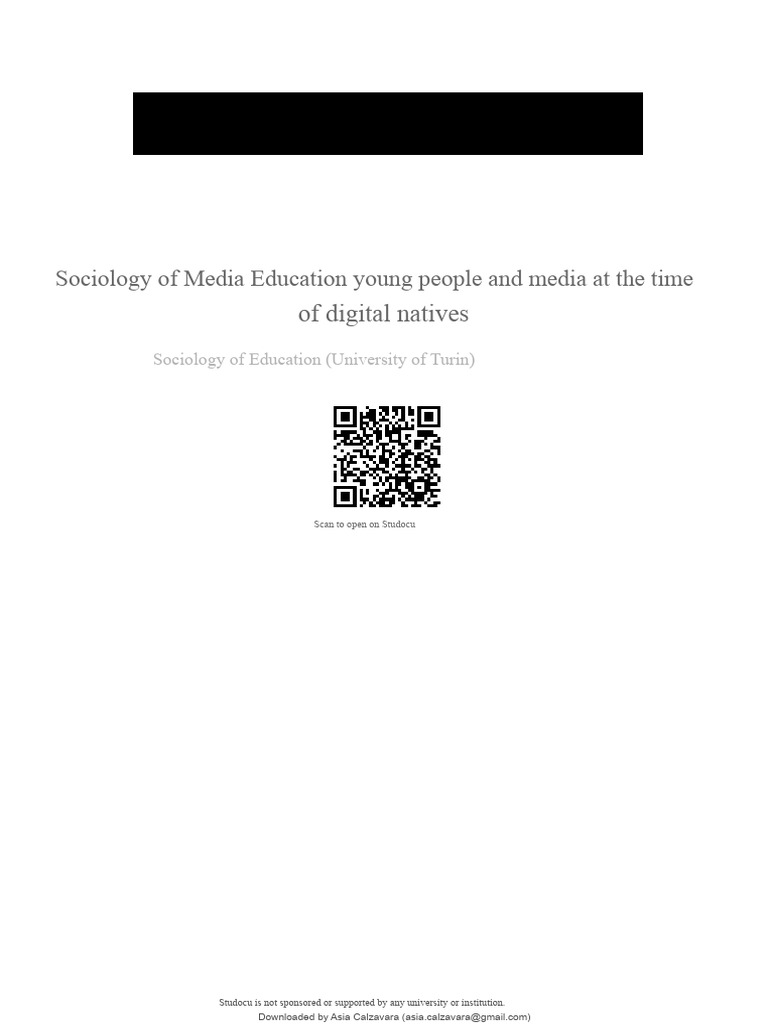 Sociology of Media Education Young People and Media in The Age of ...