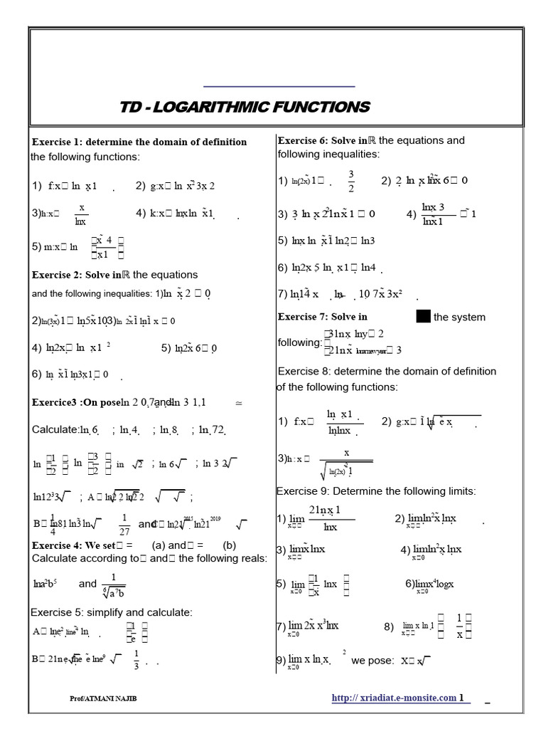 2sm Logarithm Exe | PDF | Function (Mathematics) | Logarithm