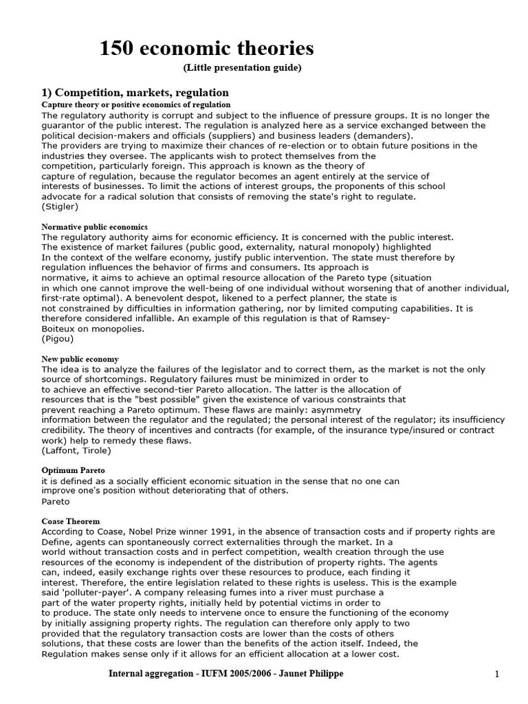 Economic Theories Overview Guide | PDF | Economics | Market (Economics)