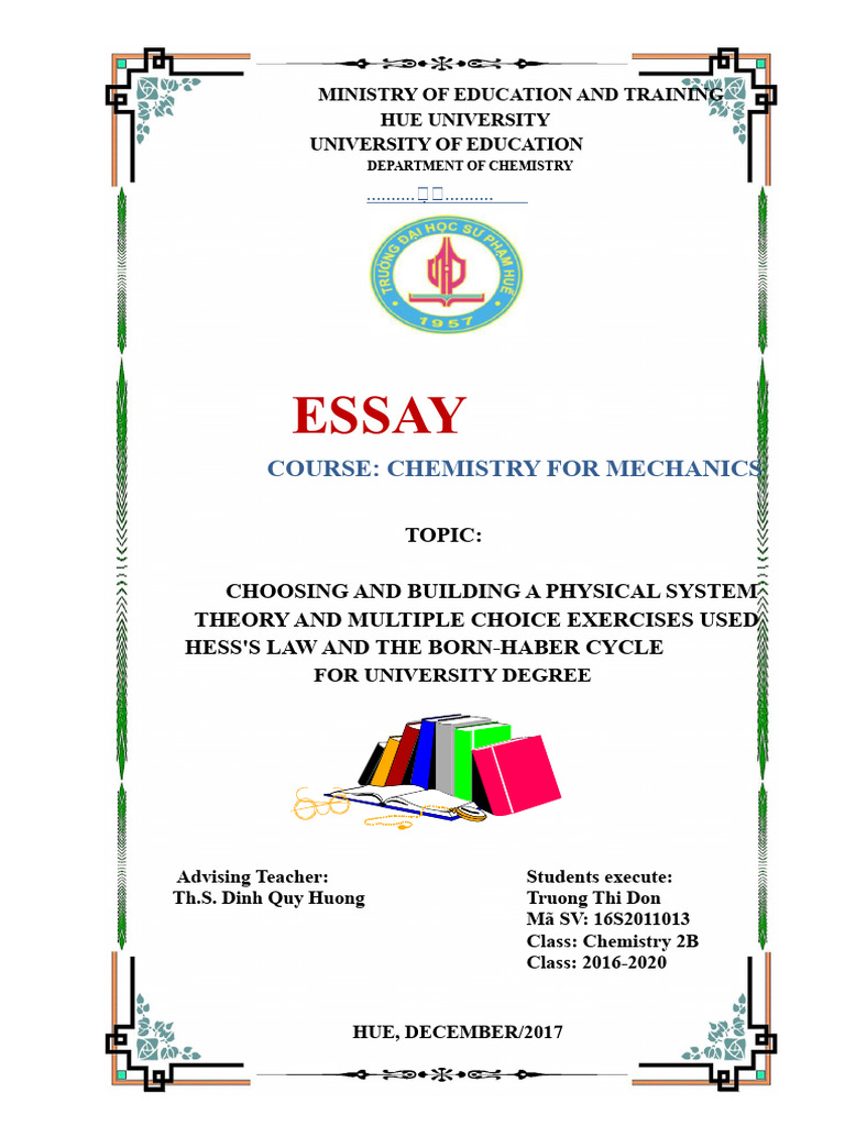 Hess's Law - Born-Haber Cycle - Truong Thi Don 2B | PDF | Chemical ...