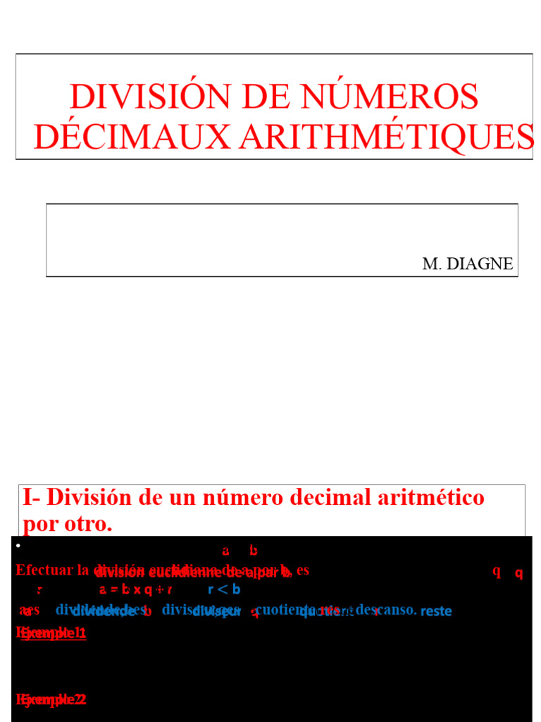 División de Números Decimales Aritméticos | PDF | División (Matemáticas ...