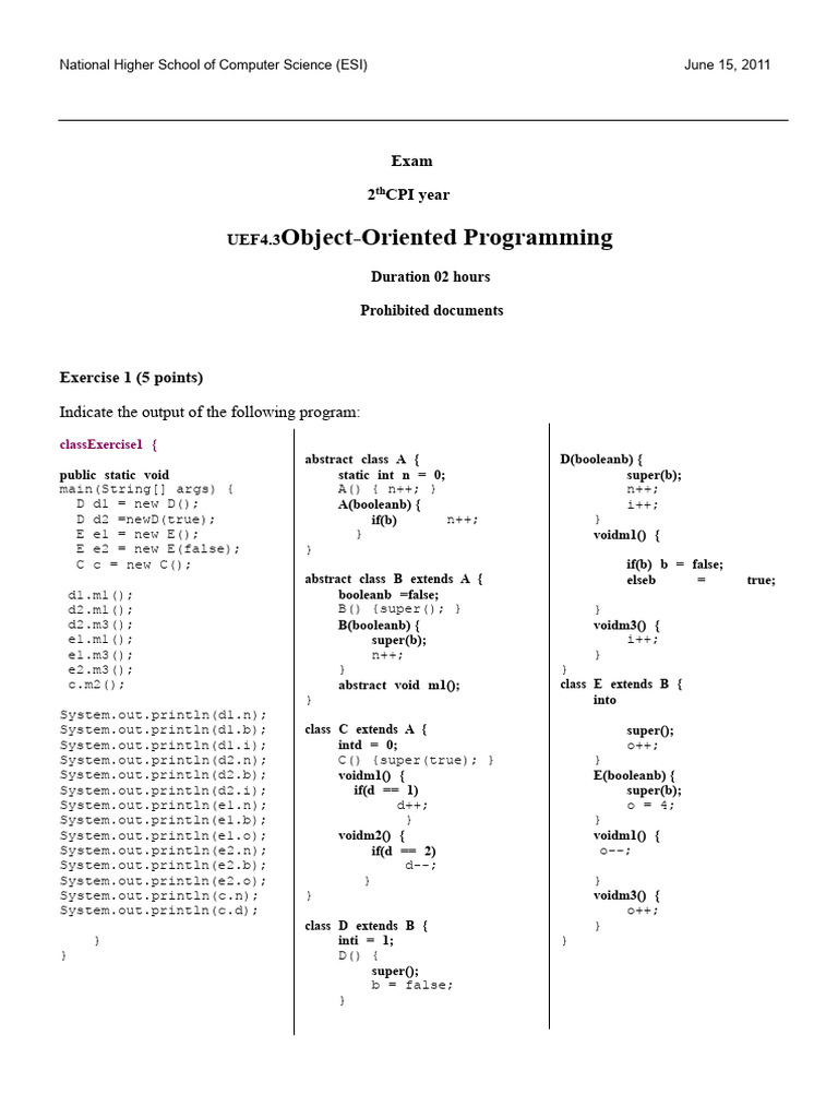 Corrected Exam Object-Oriented Programming | PDF | Dna | Queue ...
