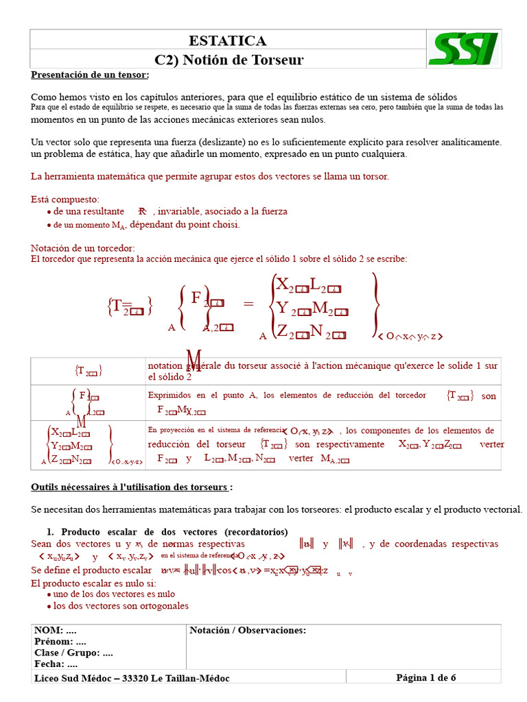 c2 Notión de Tensor | PDF | Vector Euclidiano | Escalar (Matemáticas)