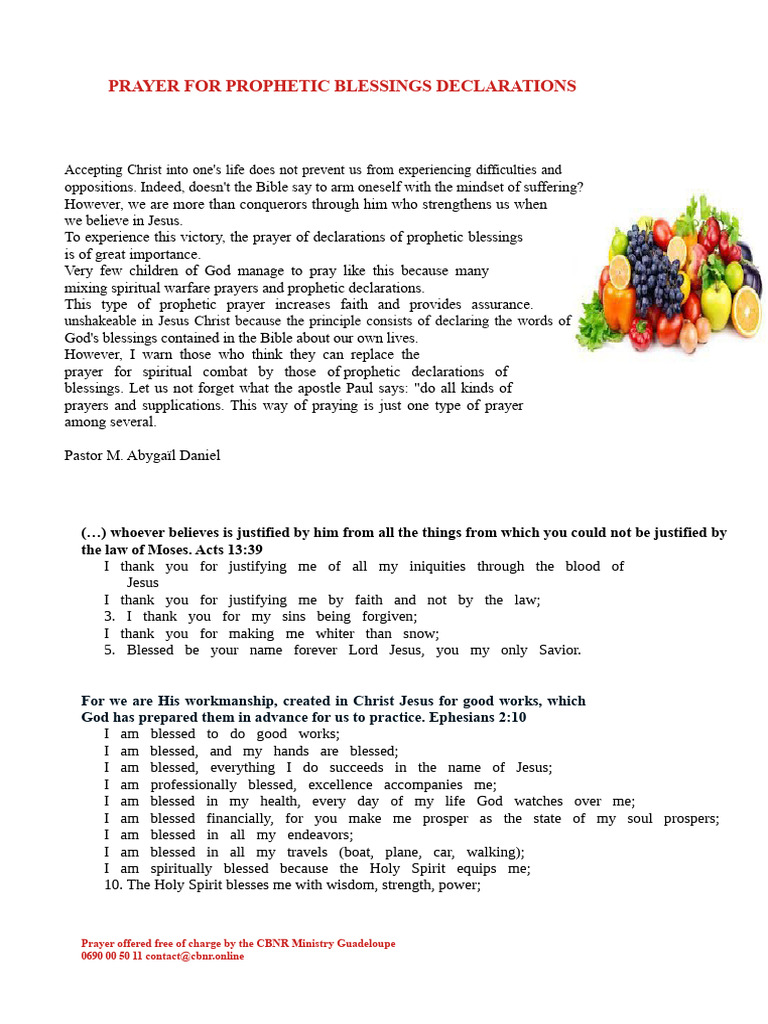 Prophetic Blessings Prayer Guide | PDF | Prayer | Assurance (Theology)