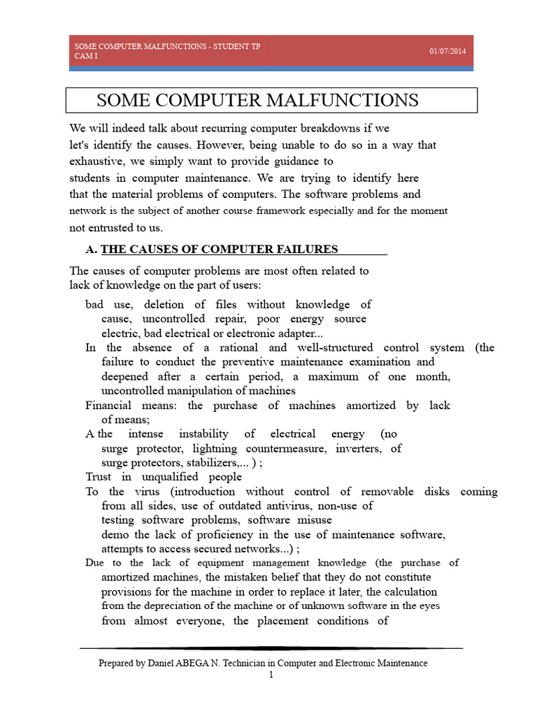 The Causes of Computer Failures | PDF | Bios | Personal Computers