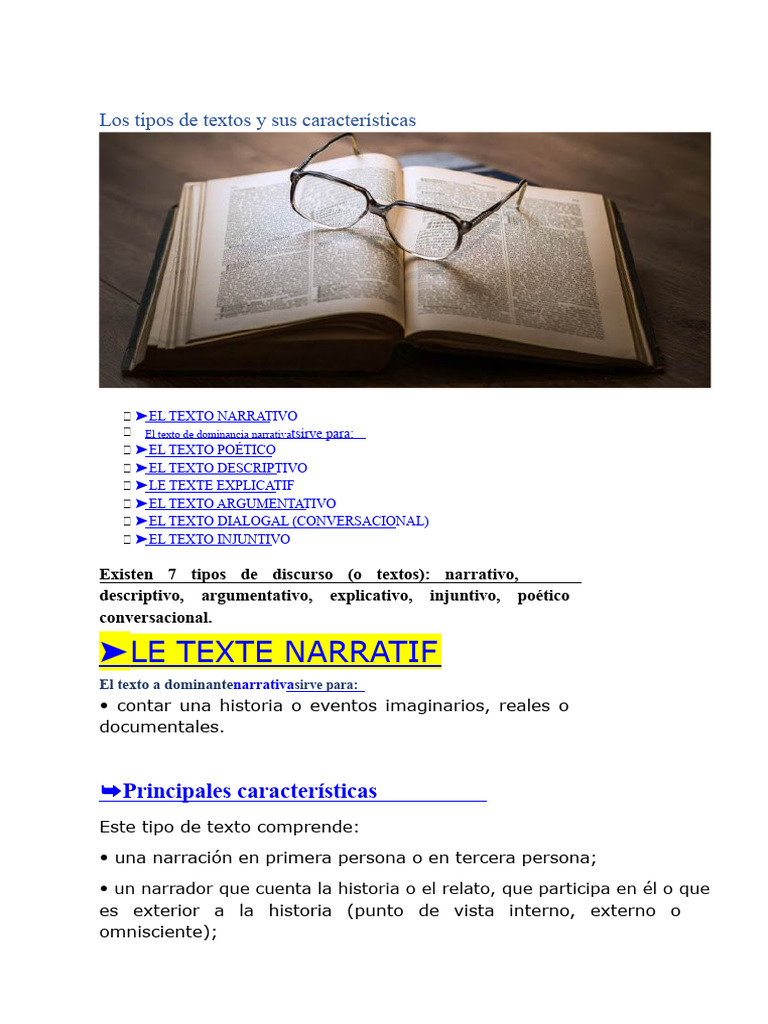 Tipos de Textos y sus Características | PDF | Narración | Entorno natural