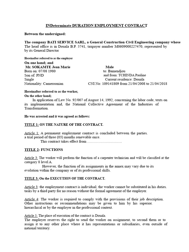 Permanent Employment Contract | PDF | Employment | Confidentiality