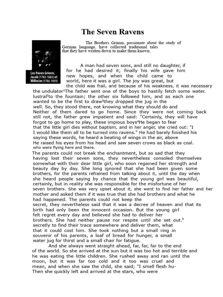Tale - The Seven Ravens | PDF | Folklore | Fairy Tales