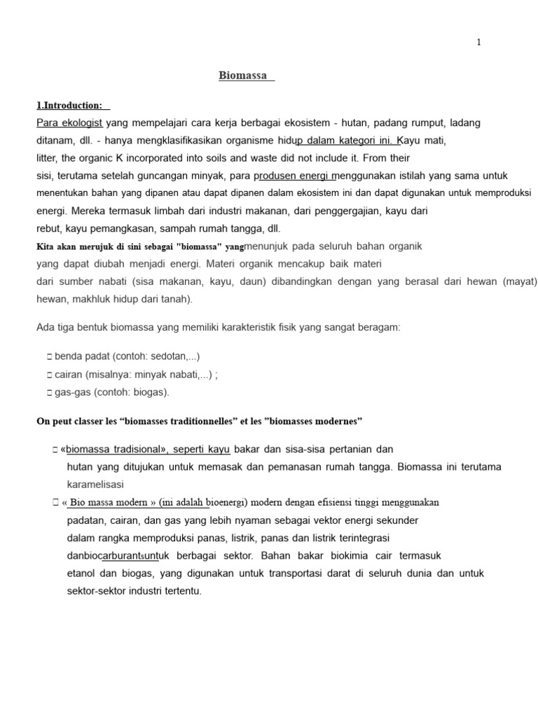 Energi Terbarukan dari Biomassa: Proses dan Manfaat | PDF