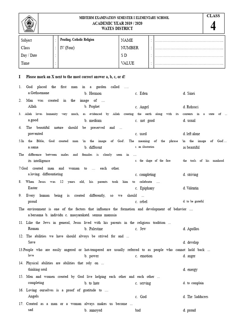 436363650-Catholic Religion Questions For 4th Grade Elementary School ...