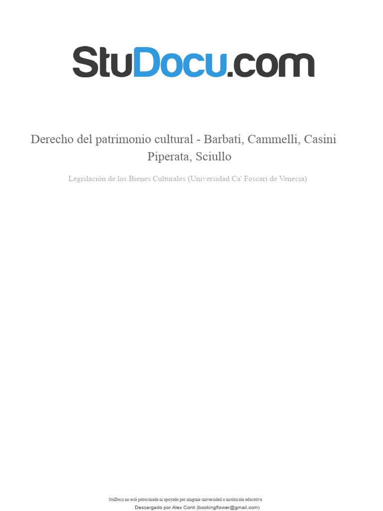Derecho Del Patrimonio Cultural Barbati Cammelli Casini Piperata ...