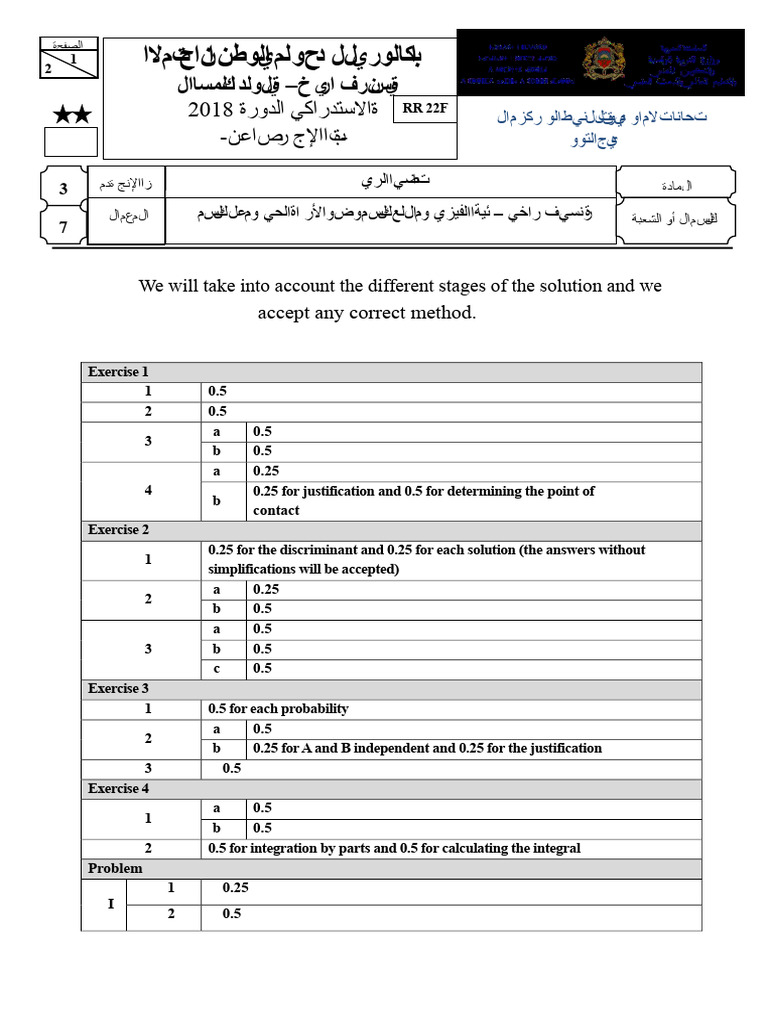 2018 National Exam Maths Sciences and Technologies Resit Solutions ...