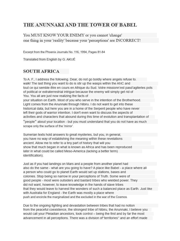 The Anunnaki and the Tower of Babel | PDF | Zecharia Sitchin | Babylon