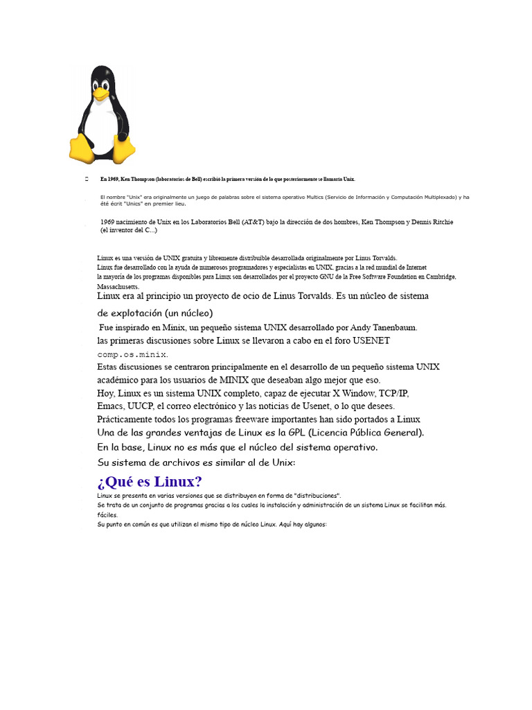 Historia y Seguridad de Linux y Unix | PDF | Unix | Arquitectura de ...