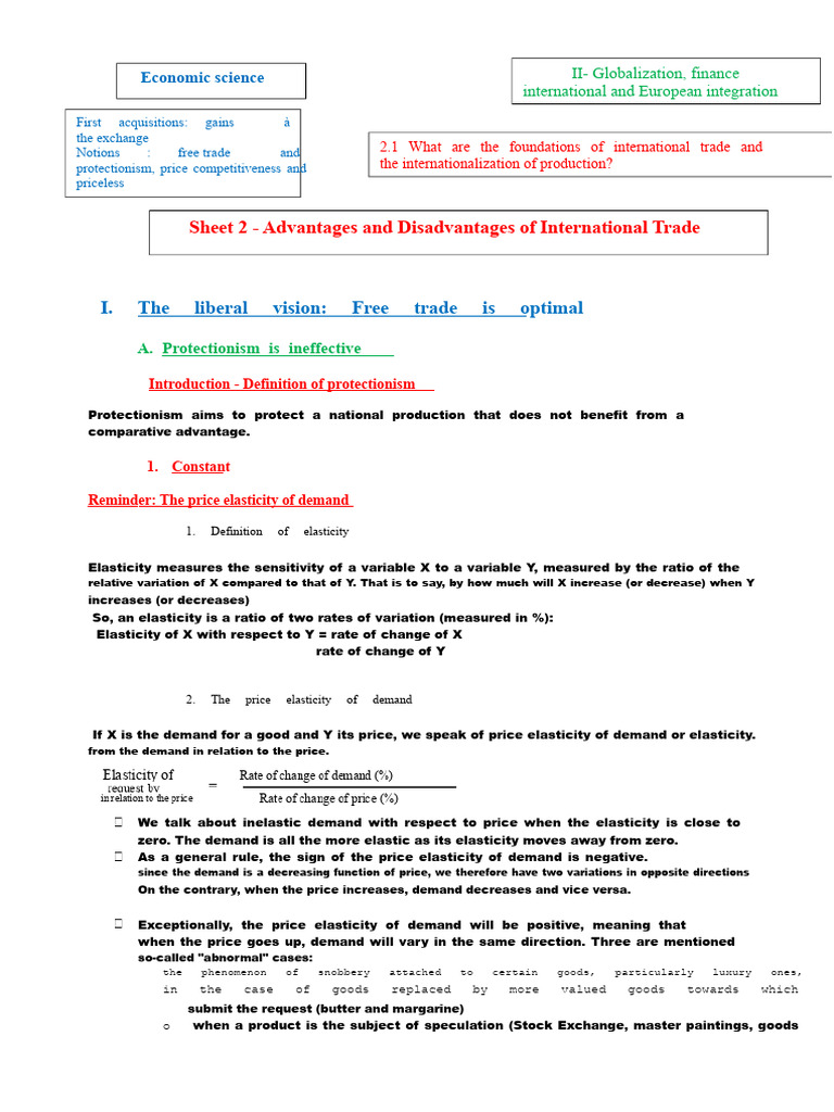 Lesson 2 - Advantages and Disadvantages of International Trade.odt ...