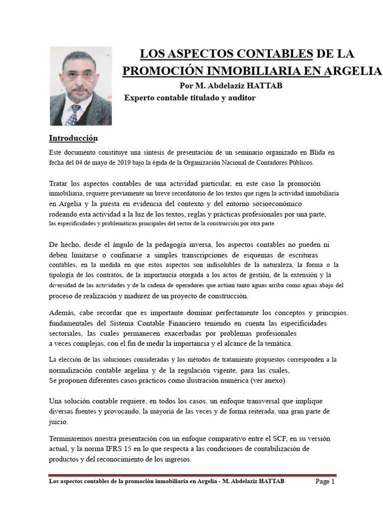 Los Aspectos Contables de La Promoción Inmobiliaria en Argelia | PDF ...