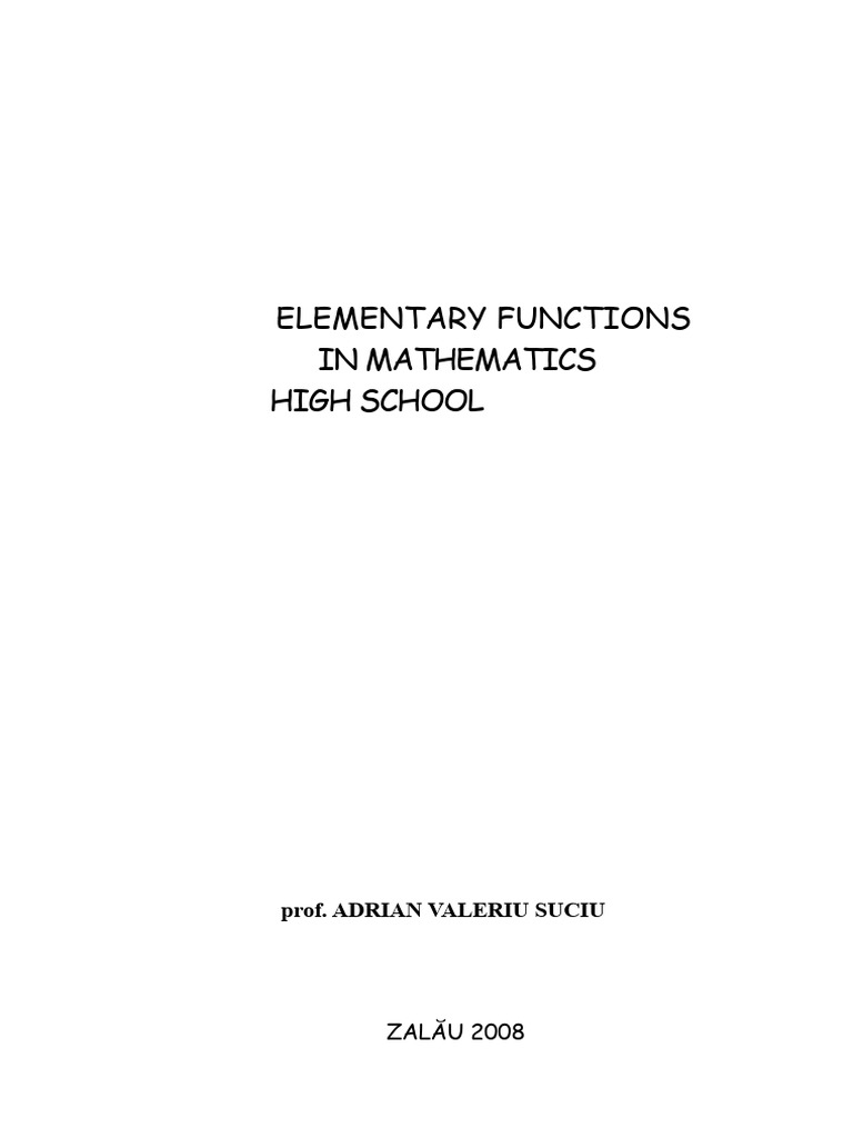 Elementary Functions Middle School High School | PDF | Function ...