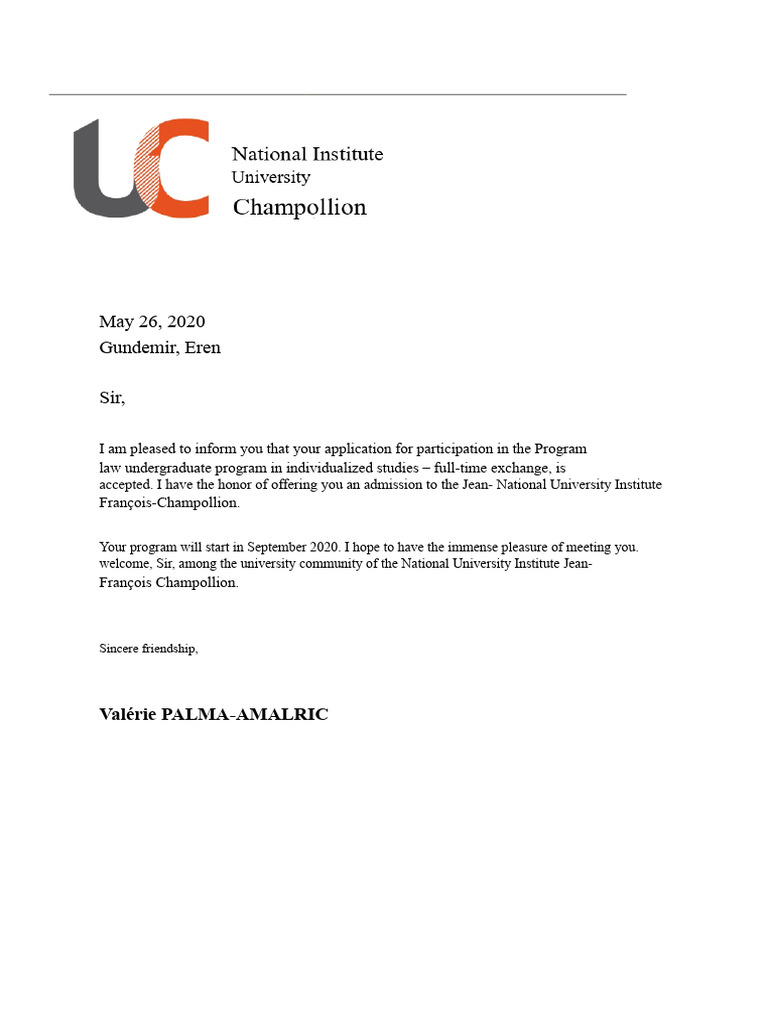 University Acceptance Letter.docx | PDF
