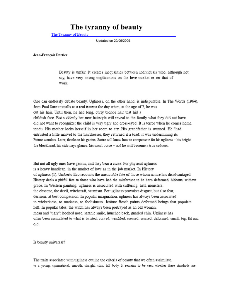 The tyranny of beauty | PDF | Beauty | Physical Attractiveness