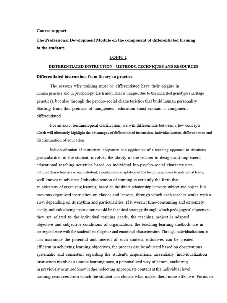 Differentiated Instruction - Methods and Procedures.docx | PDF ...