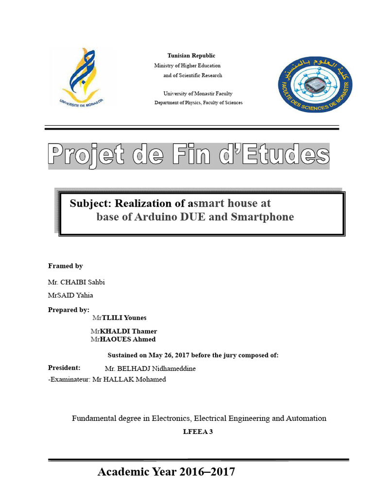 Smart House Project Using Arduino | PDF | Arduino | Sensor
