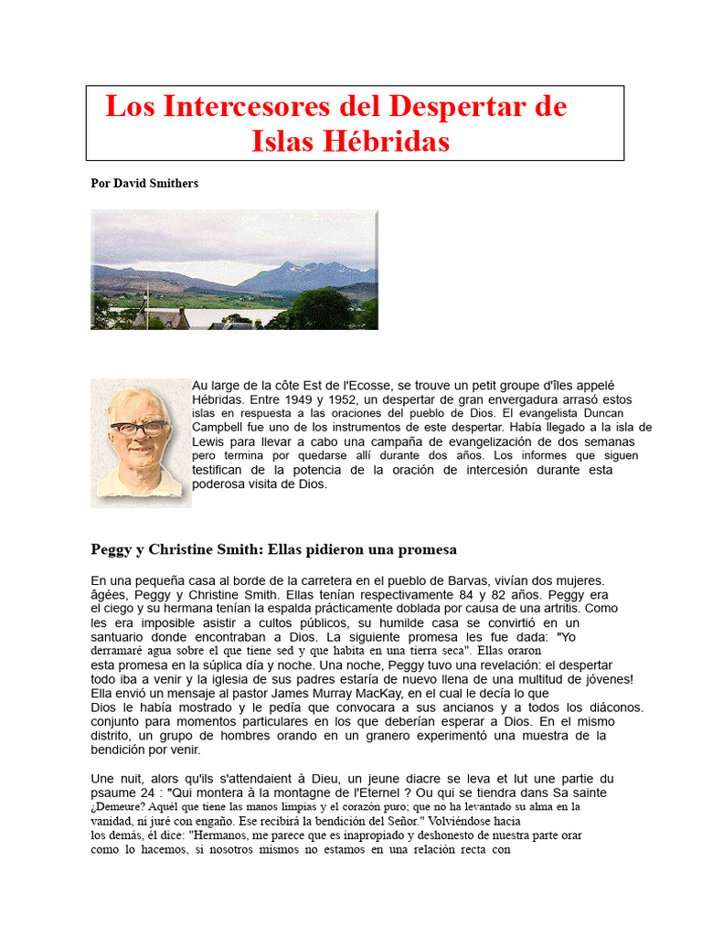 Los Intercesores Del Despertar de Las Islas Hébridas | PDF | Oración ...