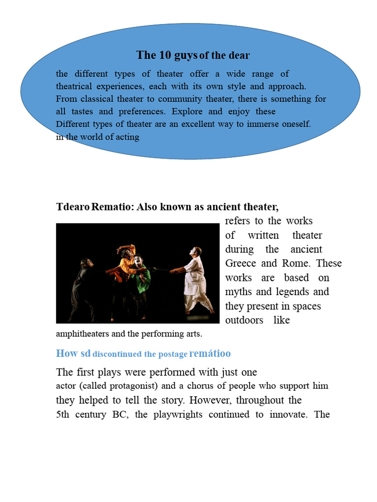 Types of Theater: A Comprehensive Guide | PDF | Theatre | Musical Theatre