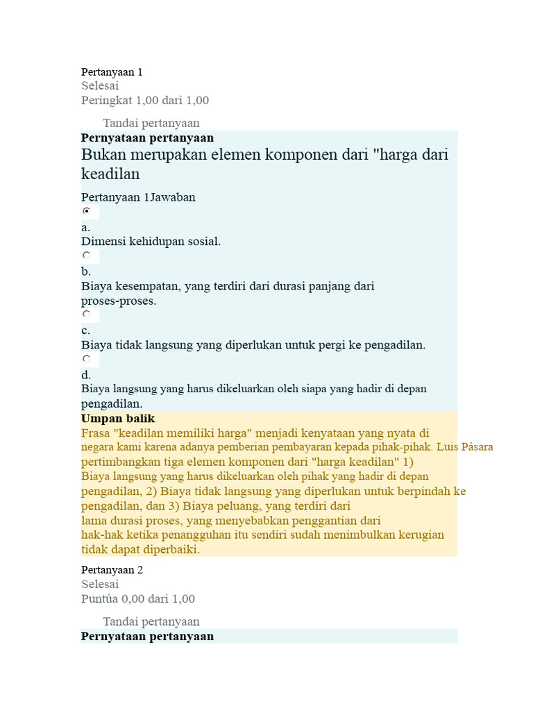 Elemen Harga Keadilan dan Pendidikan Hukum | PDF