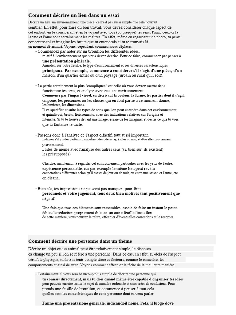 Guide pour décrire un lieu efficacement | PDF | Environnement naturel ...