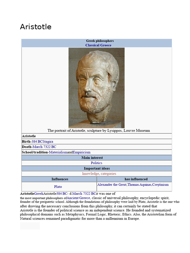 The Biography of Aristotle | PDF | Aristotle | Substance Theory
