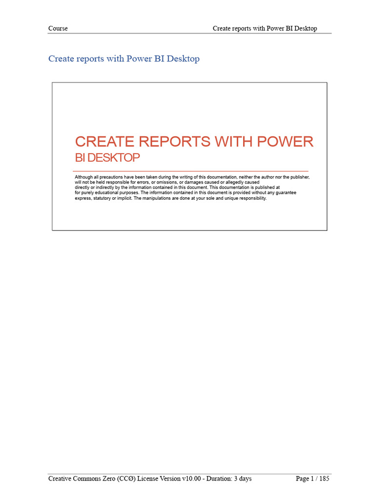 Power BI 10 Course | PDF | Microsoft Excel | Creative Commons License