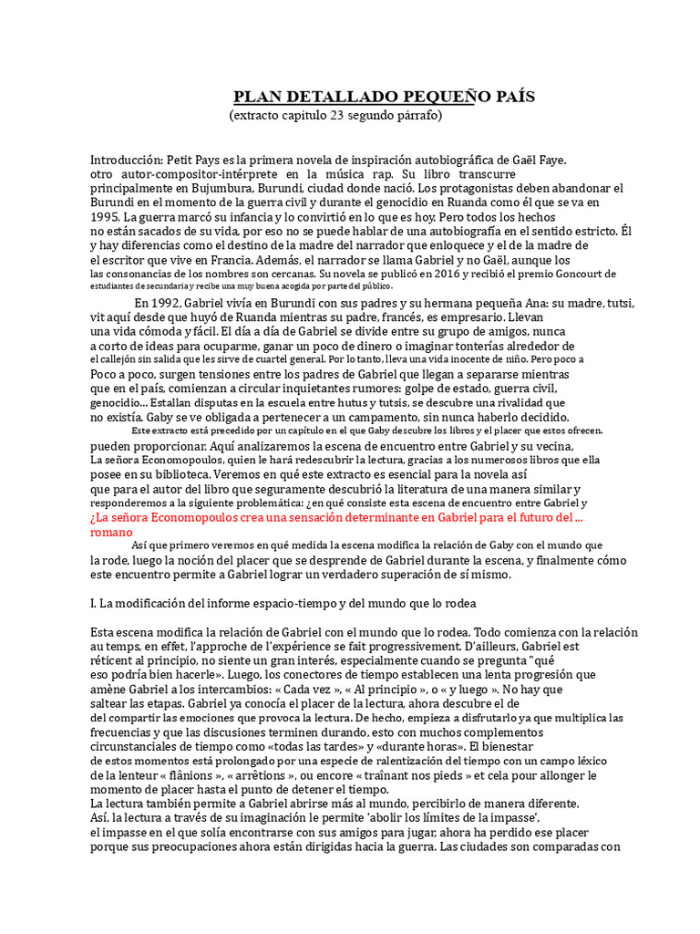 Plan Detallado Pequeño País | PDF